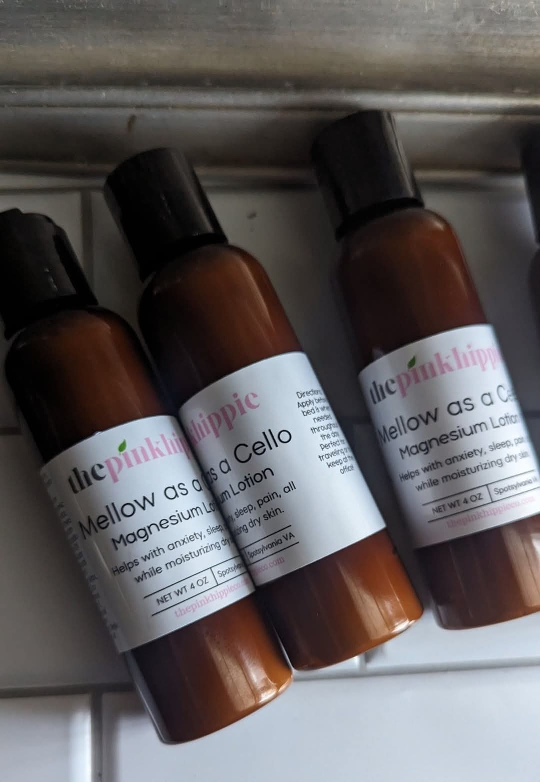 Mellow Cello Magnesium Lotion Travel 4.0 oz BPA Free Amber Plastic Lav ...